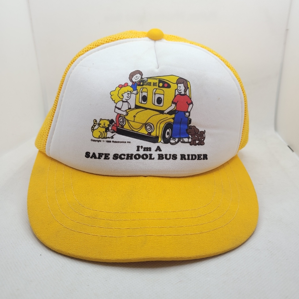 Vintage 1988 Safe School Bus Rider Hat Trucker Style … - Gem